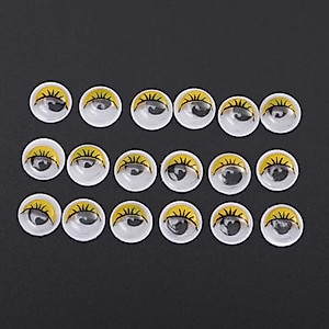 TEHAUX 100pcs Animal Lash Accessories Mini Doll Eyeballs Wiggle Craft Stickers Eyes Yellow DIY Eyes DIY Animal Eyes Self Made Wiggle Eyes with Eyelashes DIY Cartoon Eyes