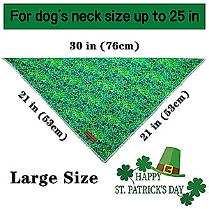 Unique style paws Dog Bandanas 1PC Washable Cotton Green Clover Dog Scarfs for Small Medium Large Dogs and Cats-St. Patrick's Day Style-L