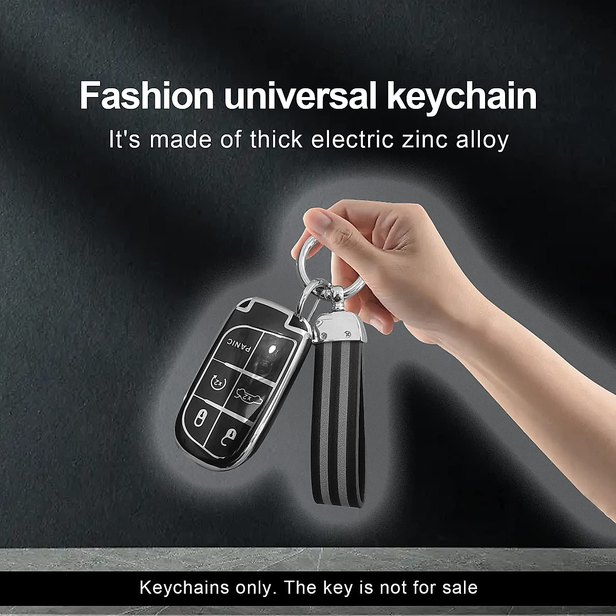 RBOKO American Flag Car Keychain Accessories with Zinc Alloy Suit, Universal Key Fob Keychain Leather for Men and Women (Silver)