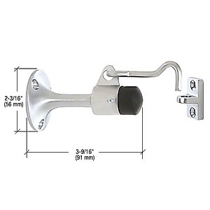 CRL Satin Chrome Finish Wall Mounted Heavy Duty Door Stop with Hook and Holder