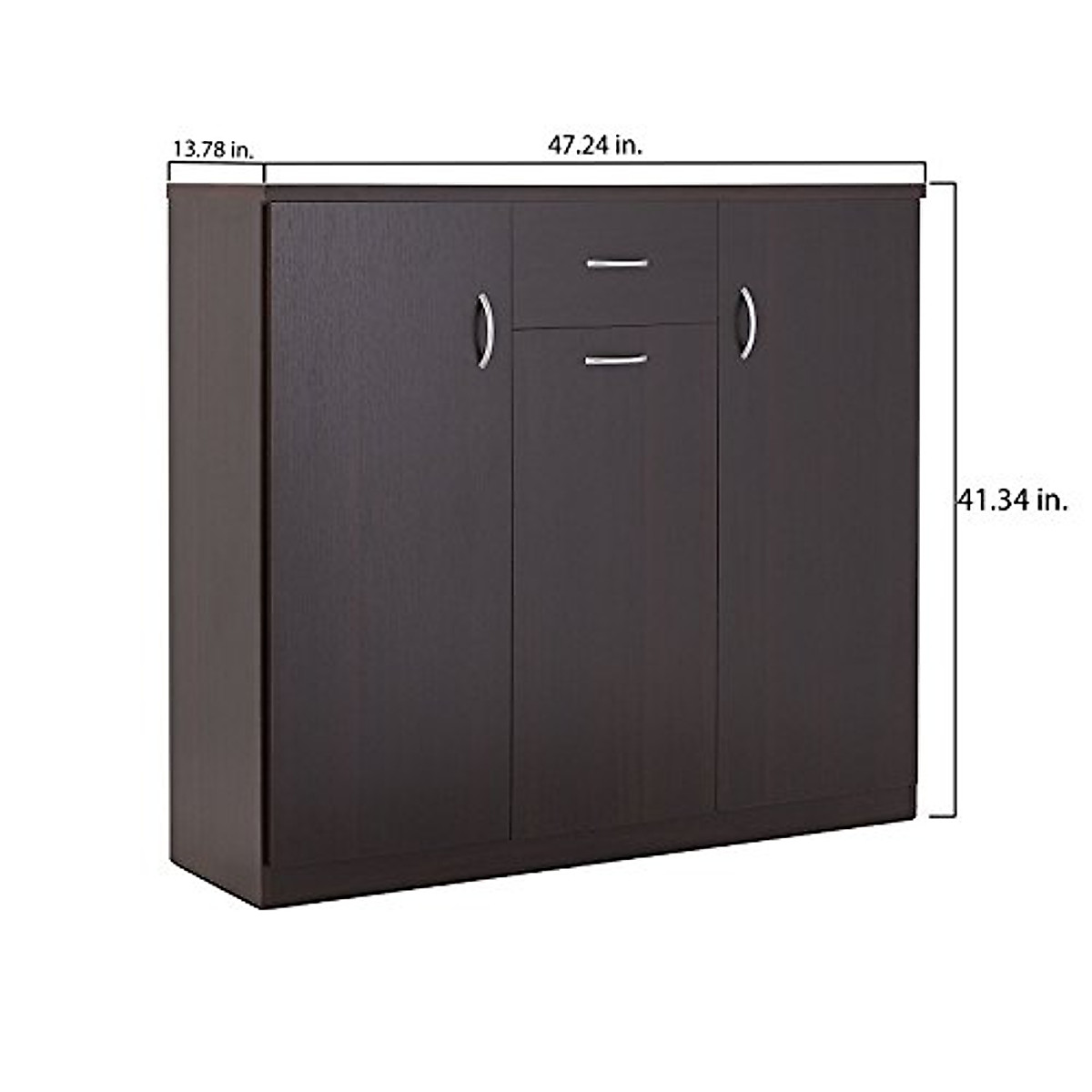ioHOMES Darrion Modern 10-Shelf Shoe Cabinet with Center Drawer, Espresso