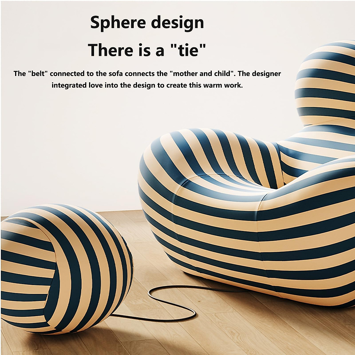 ESRADA No-wash Ice Silk Lazy Chair and Ball Footrest Stool Set, Accent Comfy Arm Chair and Ottoman, Leisure Sofa Reading Chair Integrated High Resilience Sponge B-30 * 28inch