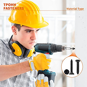 TPOHH 100 PCS #8 X 5/8 Inch Black Oxide Coated Flat Head Phillips Wood Screw, Stainless Steel 18-8 (A2) Fully Threaded 8 X 5/8'' Multipurpose Screws