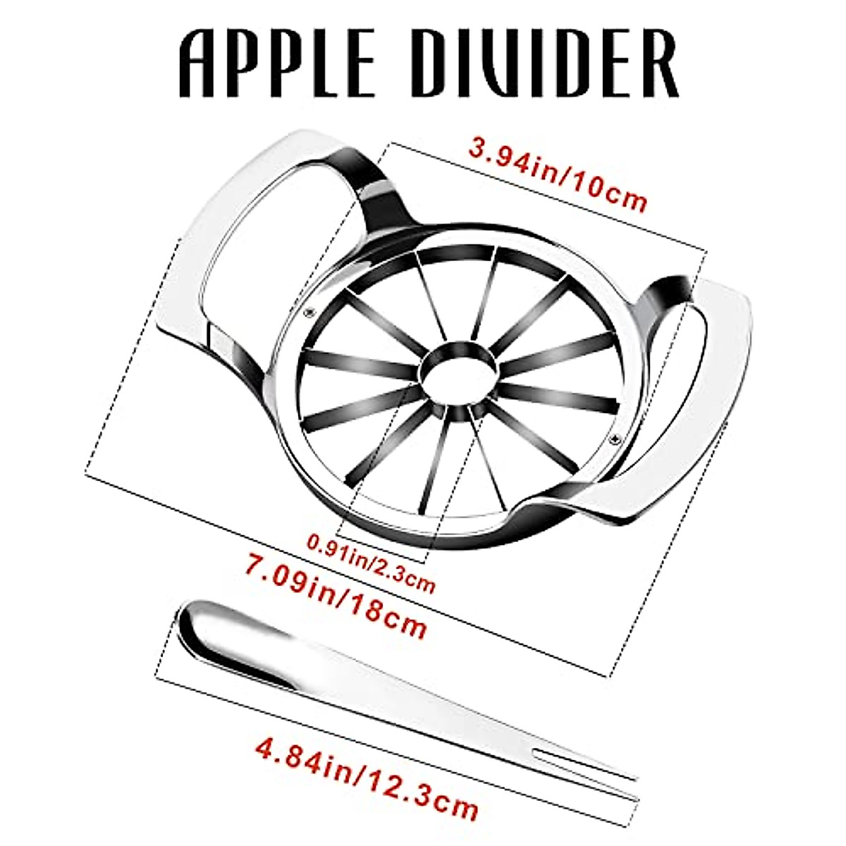 MOVNO Apple Slicer 12 Slices, Home Kitchen 12-Blade Stainless Steel Apple Slicer Corer Cutter, Sturdy and Sharp