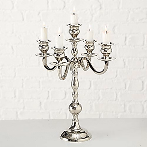 WHW Whole House Worlds Hamptons Five Arm Silver Candelabra, Hand Crafted of Silver Aluminum Nickel, Over 1 Ft Tall (13.75 Inches) from The Hotel Resort Collection