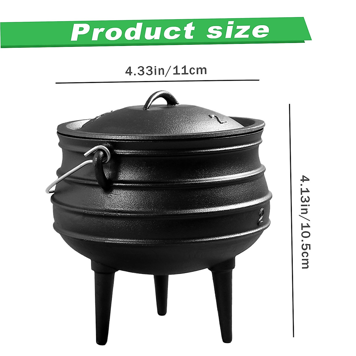 Cauldron Cast Iron 0.8L Witch Cauldron with Lid & Handle Cast Iron Pot with 3 Long Legs Outdoor Cast Iron Cauldron Halloween