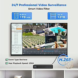 【3TB HDD+Human/Vehicle Detect】 Hiseeu 4K PoE Security Camera System, Home Surveillance Kits w/4Pcs 5MP IP Security Camera Outdoor&Indoor, 16Ch 8MP PoE NVR, Two Way Audio, Spotlight Alarm, 7/24 Record