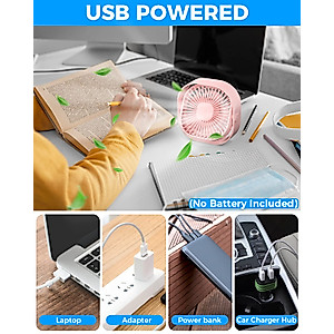 RJVW Small USB Desk Fan,3 Speeds Portable Table Fan, 4 inch Personal Mini Fan,Small Cooling Fan by USB Plug In, 360°Rotatable Desktop Fan for Home Office Bedroom Dorm Indoor Outdoor Summer Gift
