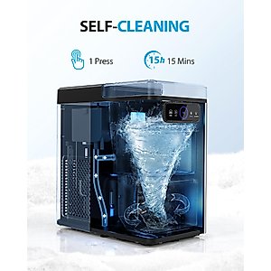 Aeitto Nugget Ice Maker 40Lbs/24H, Countertop Soft Chewable Ice Pebble Ice Machine, One-Click Operation, Auto Self-Cleaning Ice Makers with Scoop&Basket for Home, Office, Kitchen, Party (Black)