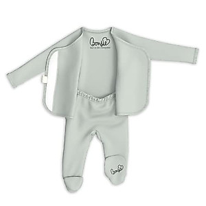 Bonsie Skin to Skin Babywear Footie - Green Baby Footed Bodysuit - Avocado (0-3 Months)