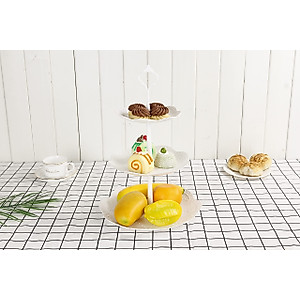 2 Set 3-Tier White Dessert Cake Stand, Plastic Pastry Stand Small Cupcake Stand Cookie Tray Rack Candy Buffet Set Up Fruit Plate and Trays for Wedding Home Birthday Party Decor Serving Platter