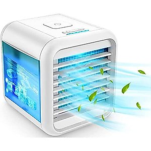 Portable Air Conditioner Fan, Spray humidification, 3 in 1 Air Cooler | Humidifier | Purifier,with 3 Speeds 7 Colors LED Light for Home Office Bedroom