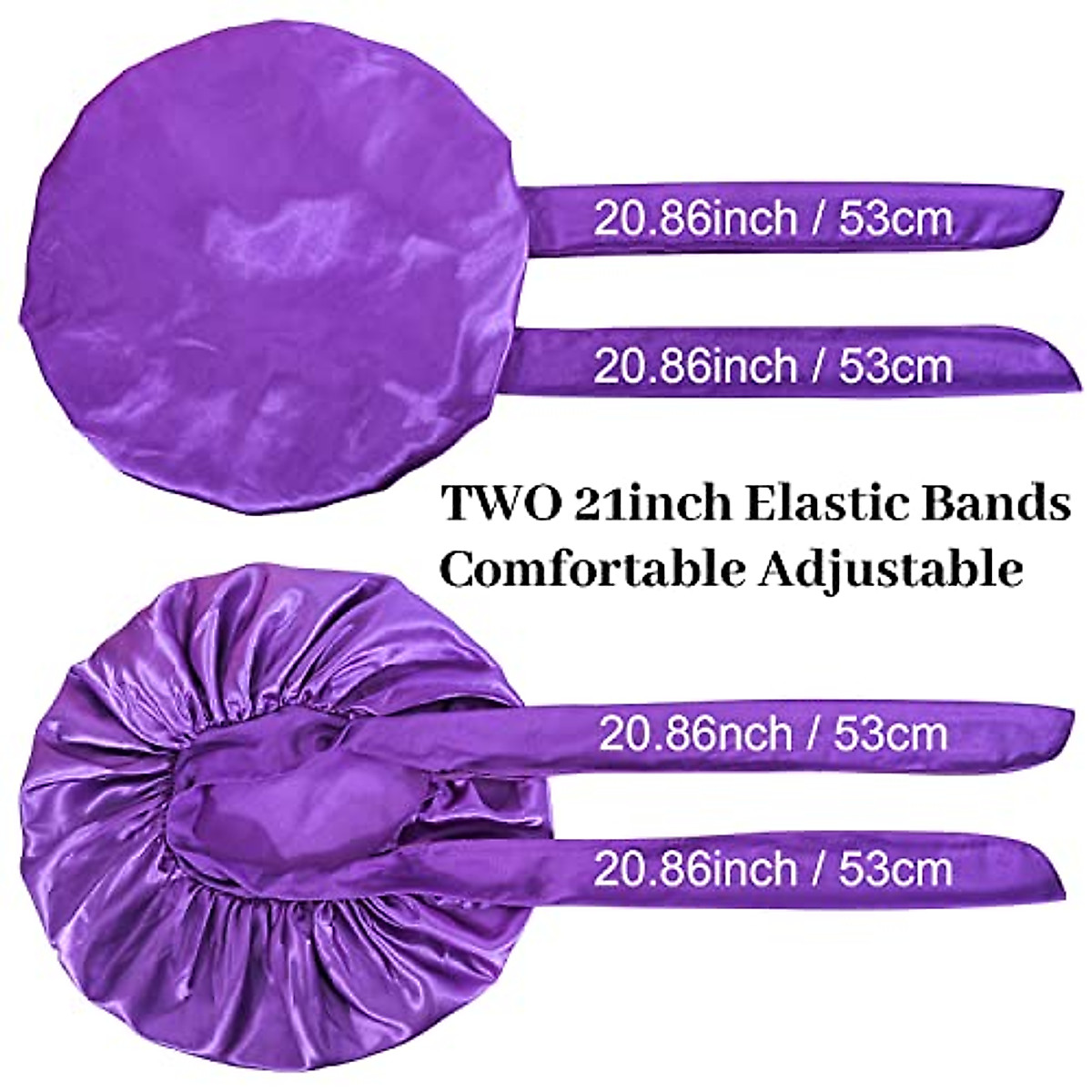 Weradau Pack of 2 Satin Sleeping Bonnet Women Elastic Satin Bonnet Sleep Cap, Adjustable Satin Shower Cap Hair Bonnet