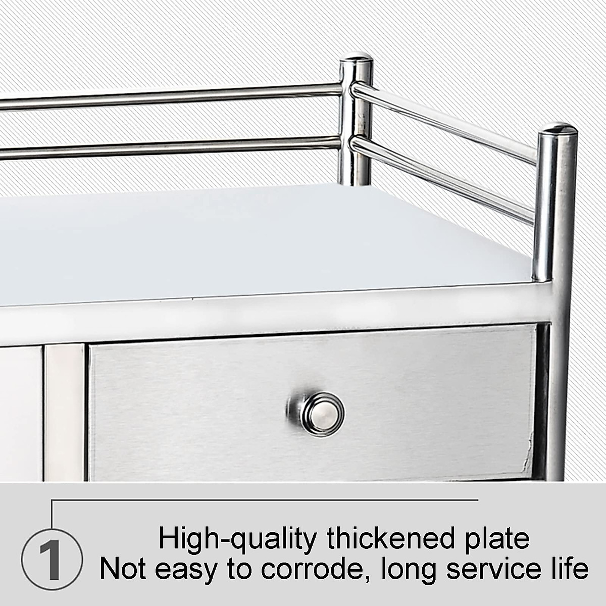 Medical Cart, Laboratory Equipment Rolling Carts, with 2 Shelves Shelf Stainless Steel with Wheels Rolling Cart, Commercial Wheel Dental Lab Cart Utility Services ( Size : 66x44cm(26x17.3in) )