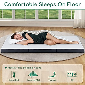 Airdown Tri-Fold Memory Foam Mattress, 5 inch Twin Folding Mattress with Washable Cover, Foldable Mattress Portable for RV Camping, Guest Mat, Easy Storage, 75"×38"×5"