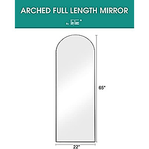 TinyTimes 65''x22'' Arched Full Length Mirror, Floor Mirror with Stand, Full Body Mirror, Wall Mirror, Modern & Contemporary Full Length Mirror, Aluminum Alloy Frame - Black
