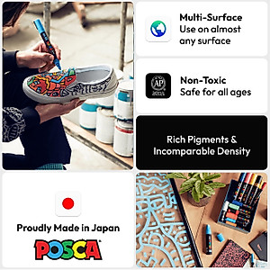 三菱鉛筆 Mitsubishi Pencil Posca PC8K8C Water-Based Pen, Broad Point, Square Core, 8 Colors