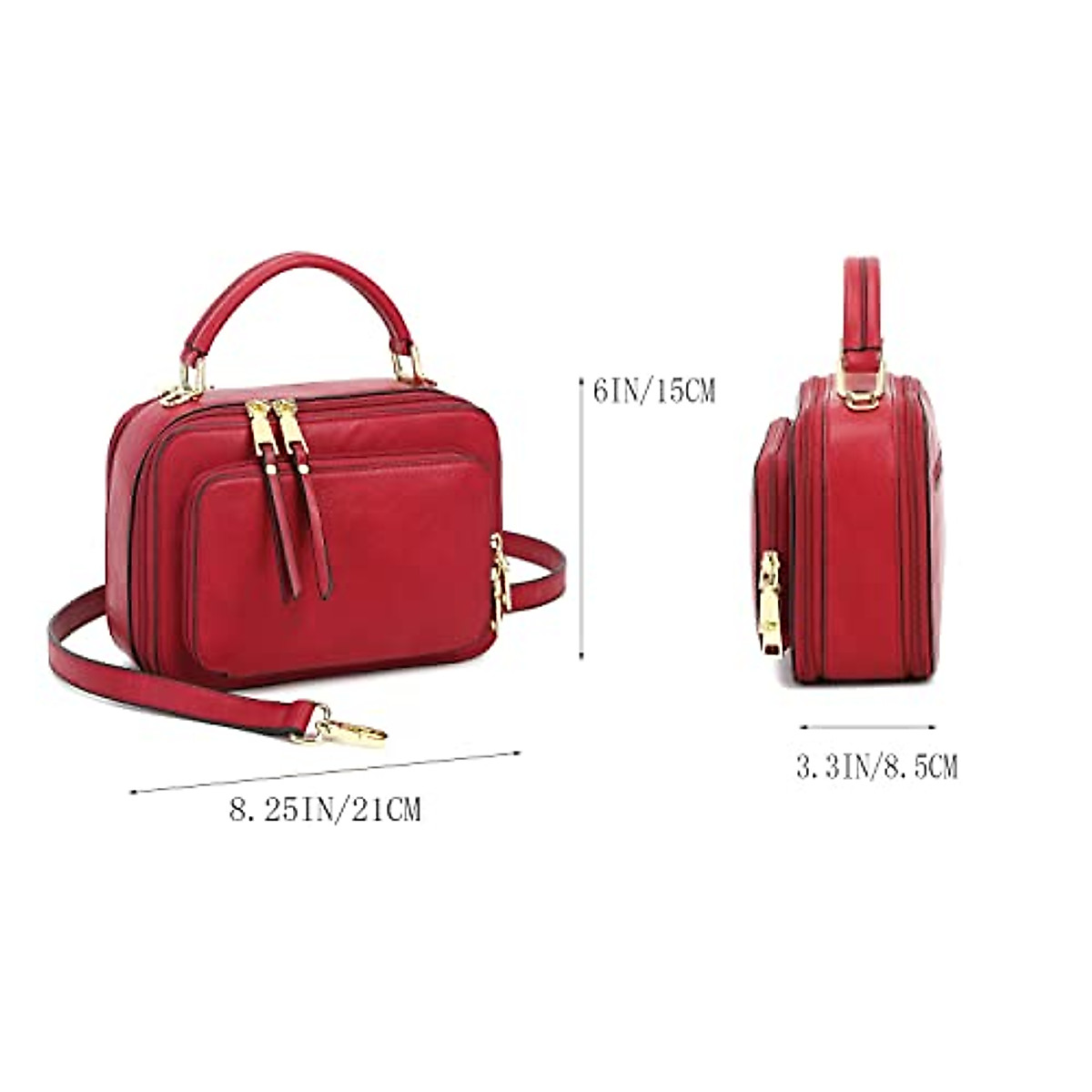 Crossbody Bags for Women, Trendy Design Satchels Shoulder Bag Handbags Tote Bag Double Zip Top-Handle Bags Camera Bag Purse (red)