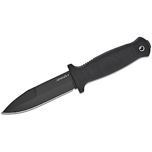 Demko Knives Armiger Fixed Blade with Sheath- Armiger 2 & Armiger 4 - Clip Point Spear Point Tanto Shark Foot Serrated Full Tang (Armiger 4 Spear Point Black)