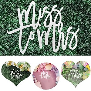 White Miss to Mrs Sign Wood Party Banner for Bridal Shower Decor, Bachelorette Party Backdrop, Engagement, Wedding, Couples, Greenery Hedge Wall, Photo Backdrop