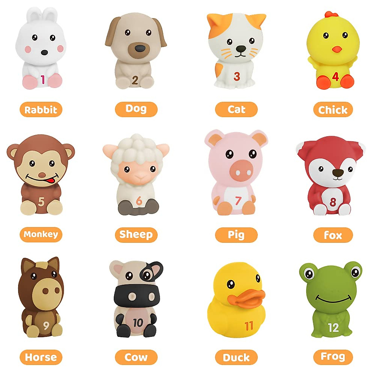 Aulynp Learning Toys for Toddlers 1-3, 24 Pcs Farm Animal Finger Puppets Baby Montessori Toys Barn Toy for Kids Toddler Sensory Toys Counting, Matching & Sorting Gift for Baby Boys Girls