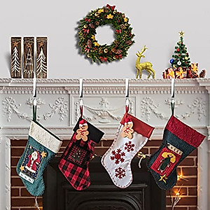WISTOLL Christmas Stocking Holder for Mantle Set 4 Stocking Hangers Christmas Ornament Hooks for Mantle Staircase Christmas Stockings Multi-uses Stocking Hooks for Mantle