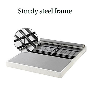 ZINUS No Assembly Metal Box Spring, 4 Inch White Mattress Foundation, Sturdy Metal Structure, Full