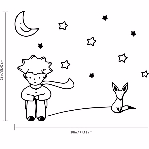 The Little Prince - El Principito - Vinyl Wall Art Stickers - 23" x 28" - Unisex Childrens Bedroom Decals - Preschool and Kindergarten Kids Vinyl Wall Art