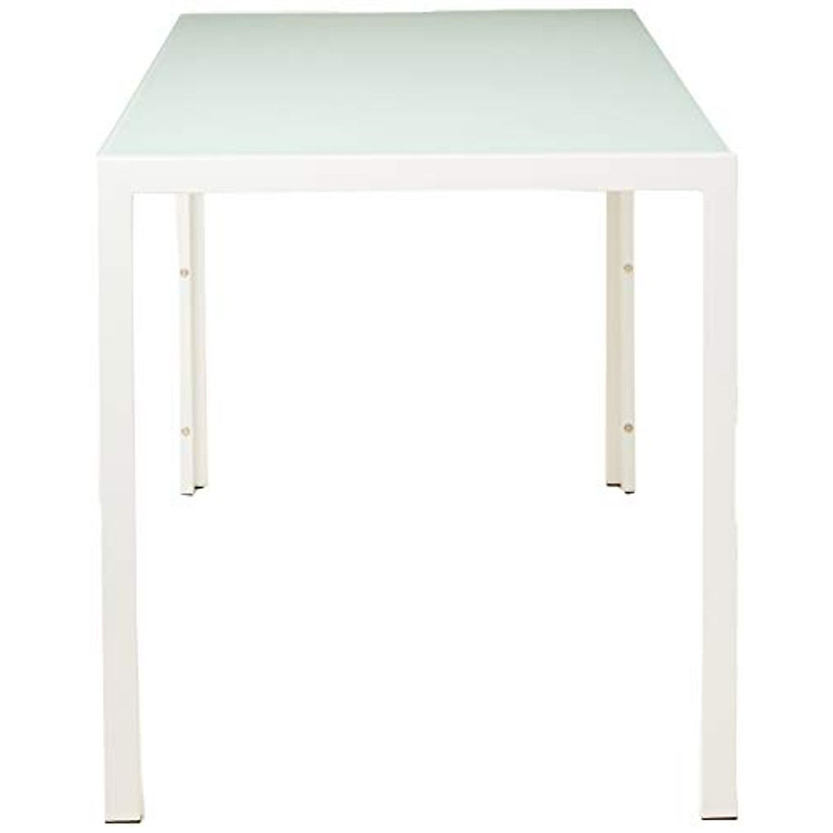 IDS Home Modern Kitchen Dining Table with White Glass Table Top Dining Room Furniture Table - White (Table Only)