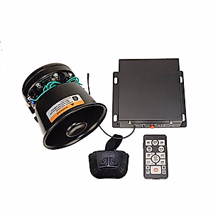 YHAAVALE 9200D Amplifier Police Siren & Black Round Bell Cone Speaker,DC12V,100W,Wireless Double Remote Control,Hands-Free,Multi-Tones,Microphone,Emergency Electronic Loudspeaker PA System for Car