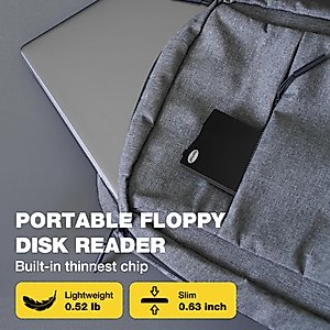 Floppy Disk Reader, External USB 2.0 & Type C Floppy Disc Reader, Portable 3.5 inch 1.44 MB Floppy Disk Drive for PC Laptop and Desktop with Windows 11/10/8/7/XP