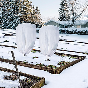Garutom 2-Pack Plant Covers Freeze Protection 42" x 45" 2.2 oz, Frost Cloth Plants Jacket Drawstring Tree Cover for Outdoor Plants, Shrub Potted Plants Winter