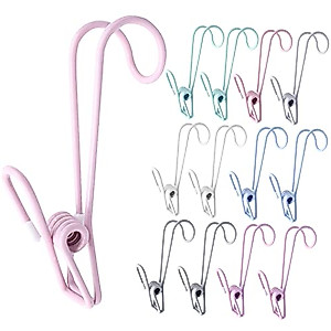12PCS Clothes pins with Hook,Long Tail Hanging Clips Mini Clothespins for Photos Food Packages Kitchen Bathroom Offices (11)