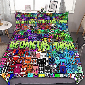 gscm Geo_metry Da_sh 3 Pieces Bedding Sets 79"x90" Comforter Cover Sets 1 Duvet Cover and 2 Pillow Cases for Home Bedroom