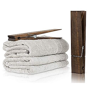 Giant Clothespin Bathroom Towel Holder | Huge 12” Clothes pin | Farmhouse bathroom décor | Laundry room or nursery décor | Towel Rack or Hook | Bathroom Accessories wall décor (Jacobean)