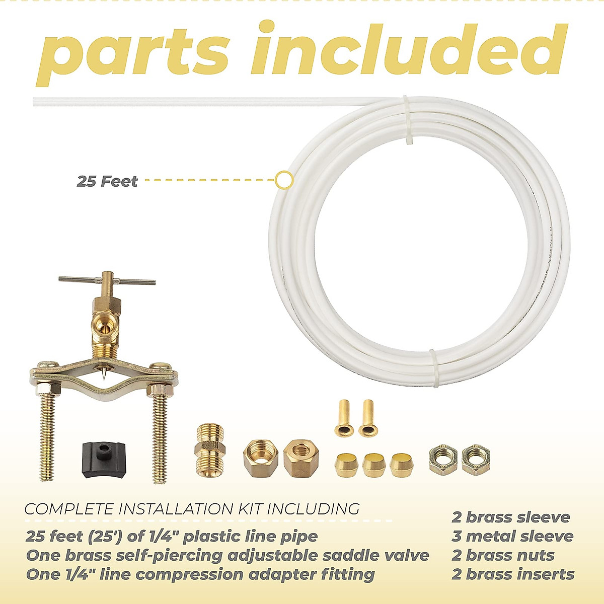 MAYITOP 1/4" O.D Poly Tubing Water Line Kit for Refrigerators, Ice Makers, Humidifiers, and Inline Water Filters