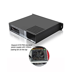 RackChoice 2U Micro ATX Compact Rackmount 2 x 5.25 Chassis Support ATX PS2 PSU with 120mm Fan on top, USB3.0 with 2.0 Adapter