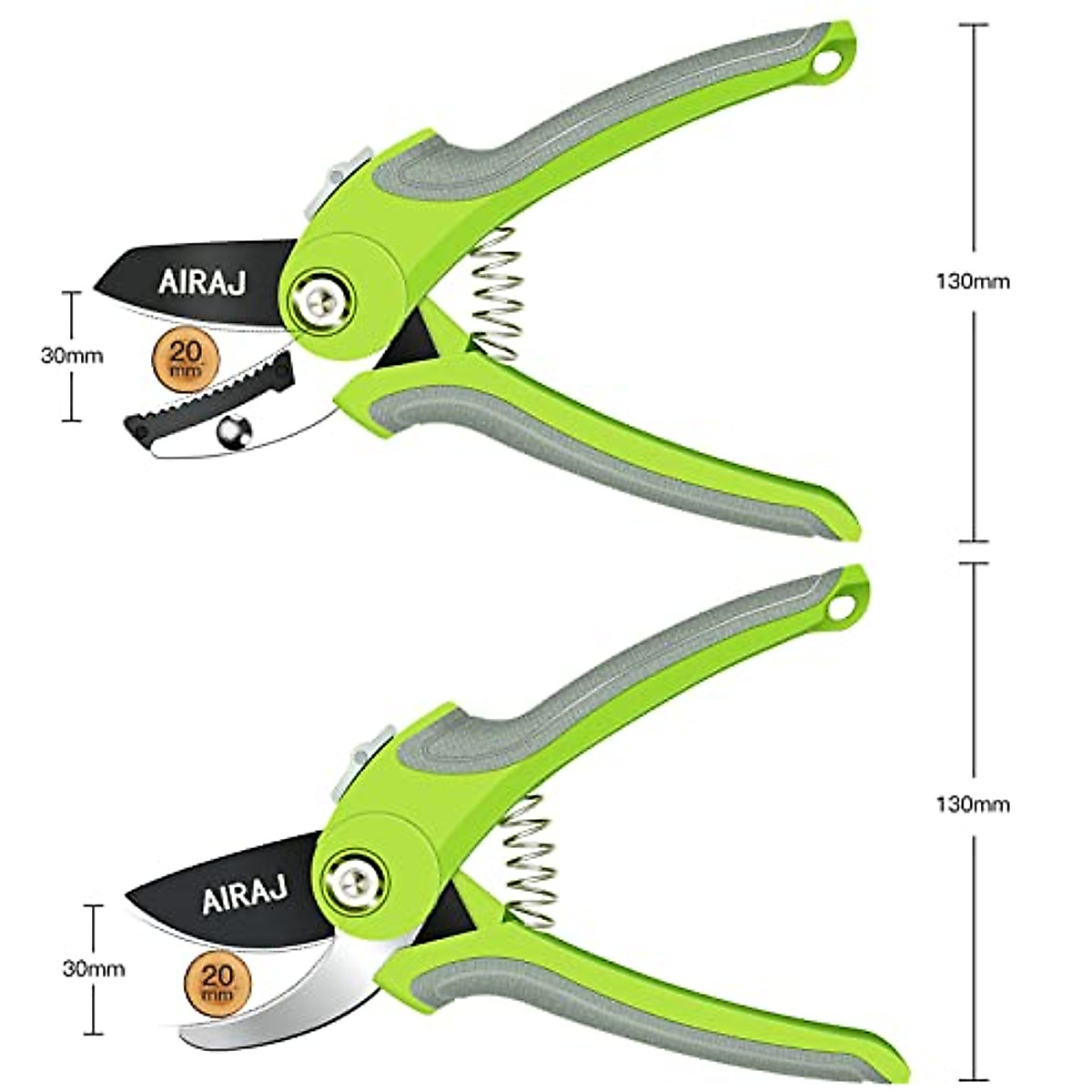AIRAJ 2 Pack Steel Pruning Shears Set for Gardening,Professional SK-5 Steel Blade Sharp Anvil/Bypass Garden Shears Small-Perfectly Cutting Through Anything in Your Yard（Garden tool）