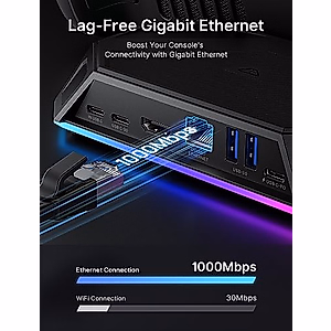 JSAUX RGB Docking Station for Steam Deck & ROG Ally, 8-in-1 Steam Deck Dock with HDMI 2.0 4K@60Hz, Gigabit Ethernet, USB-C 3.0, Dual USB-A 3.0, USB 2.0 and 100W USB-C Charging Port-HB0801(Black)