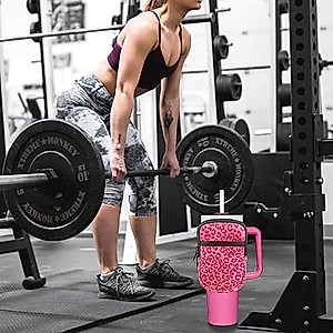 Vortika Water Bottle Pouch for Stanley Cup 40oz/ IceFlow 20oz 30oz, stanley fanny pack With Pocket, Tumbler Pouch for Phone, Card, Keys, Gym Accessories For Women(Pink)