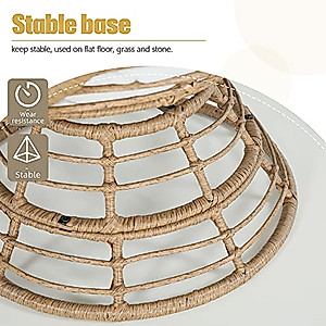 Ulax Furniture Wicker Egg Chair Nest Basket Indoor/Outdoor Lounger for Patio, Backyard, Living Room, Swivel Egg Chair with Cushion