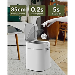 IntreLife Automatic Trash Can, 3.5 Gallon Self-Sealing and Self-Changing Smart Trash Can, Rechargeable Touchless Motion Sensor Trash Bin with Lid for Bathroom Kitchen Office Bedroom(White)