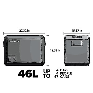 DOMETIC CFX3 45-Liter Portable Refrigerator and Freezer, Powered by AC/DC or Solar