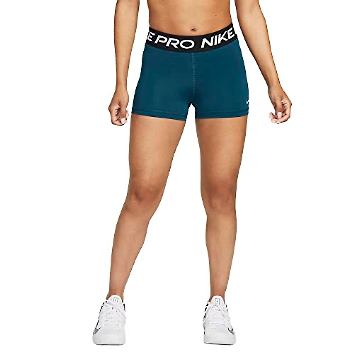 Nike Pro 365 Women's 3" Shorts (as1, Alpha, m, Regular, Regular, Valerian Blue/Black/White)