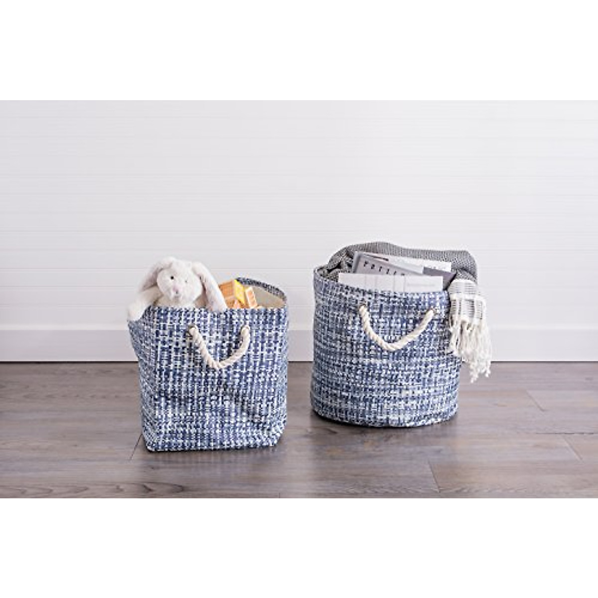DII Woven Paper Storage Bin, Tweed, Nautical Blue, Small