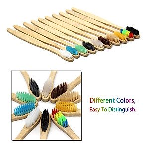 10 Pack Bamboo Toothbrushes, YOURSEE Natural Bamboo Toothbrush Eco-Friendly Organic Biodegradable Bamboo Handle and BPA Free Soft Bristles For Sensitive Gums