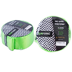 Sunferno Tree Saver Winch Strap 35,000 lbs Certified | Confidently Rig Your Winch Line | 3 inch x 8 Foot | Heavy Duty Emergency Off-Road Towing and Recovery Rope Winching Accessory for 4x4 and Truck