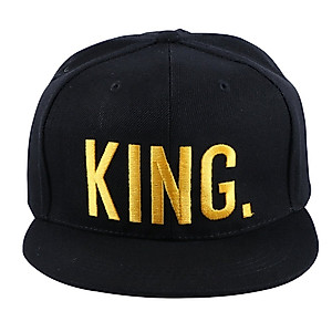 WENDYWU Hip-Hop Hats King and Queen 3D Embroidered Lovers Couples Snapback Caps Adjustable (King Queen)