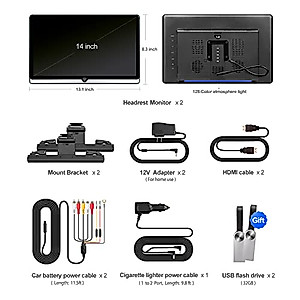 14 inch New 4K Android 10.0 Portable Car TV Headrest Monitor Tablet for Back seat, Support Phone Wireless mirroring Touch Screen,with WiFi/Bluetooth/HDMI/USB/SD/FM/Airplay Video Player 2G+32G(2*PCs)