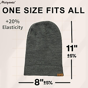 Meiyante Beanie Hats for Men & Women - Warm Stocking Caps for Men & Women, Cuffed Knit Thermal Hats, Gift for Him & Her - Charcoal Gray Beanie - Stocking Stuffers for Women Men Under 10